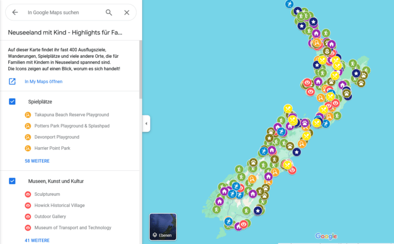 Neuseeland Mit Kind Karte über 450 Tipps Für Familien